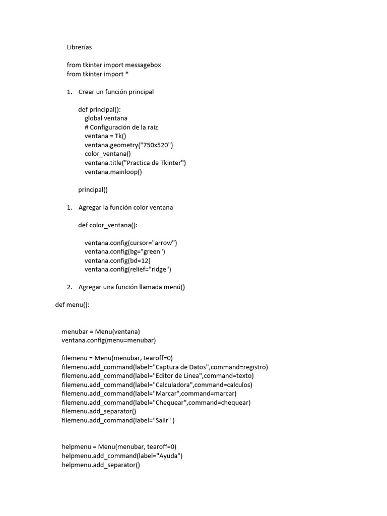 Taller Tkinter | PDF