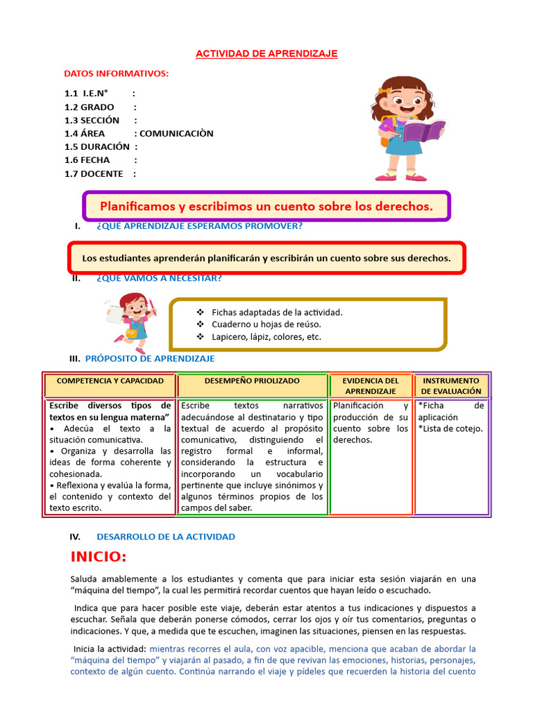 d4 A2 Sesion Planificamos y Escribimos Un Cuento Sobre Los Derechos ... d4 A2 Sesion Planificamos y Escribimos Un Cuento Sobre Los Derechos ...