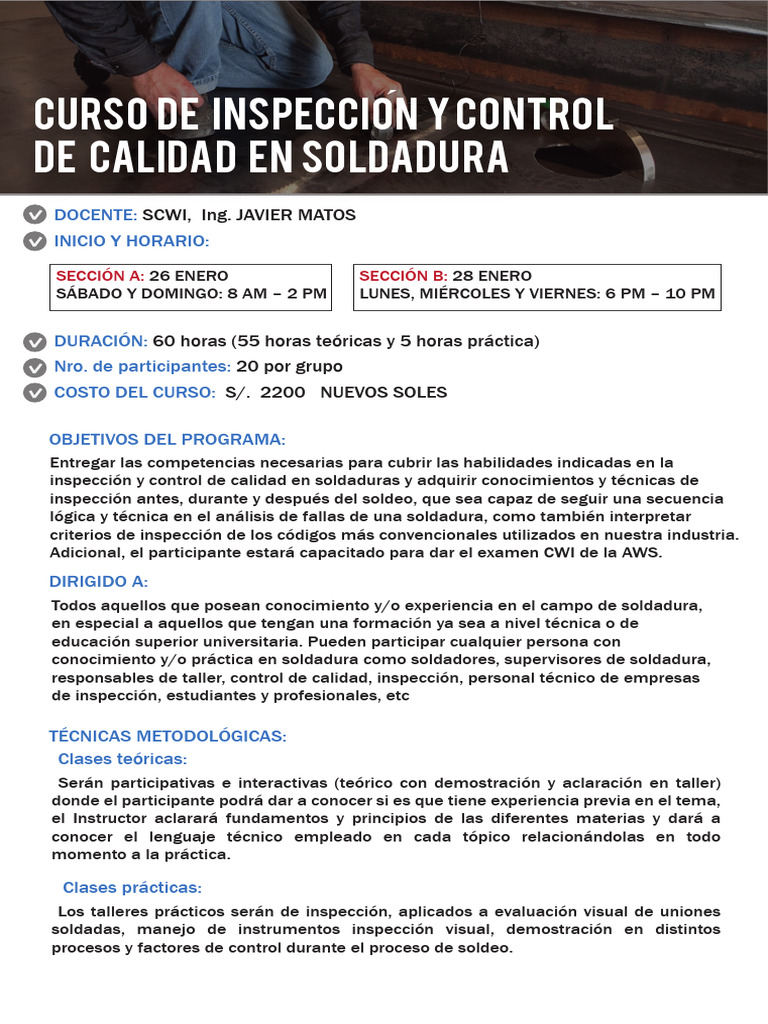 Curso De Inspección En Soldadura Pdf Soldadura Construcción
