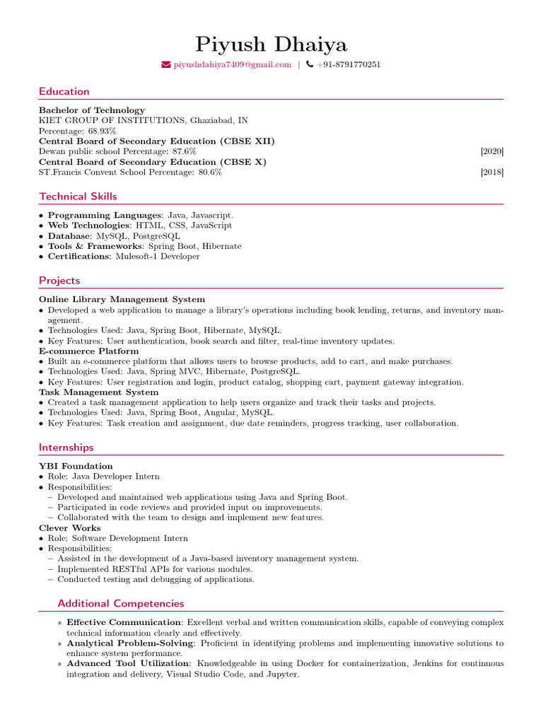 Piyush Resume | Download Free PDF | World Wide Web | Internet & Web