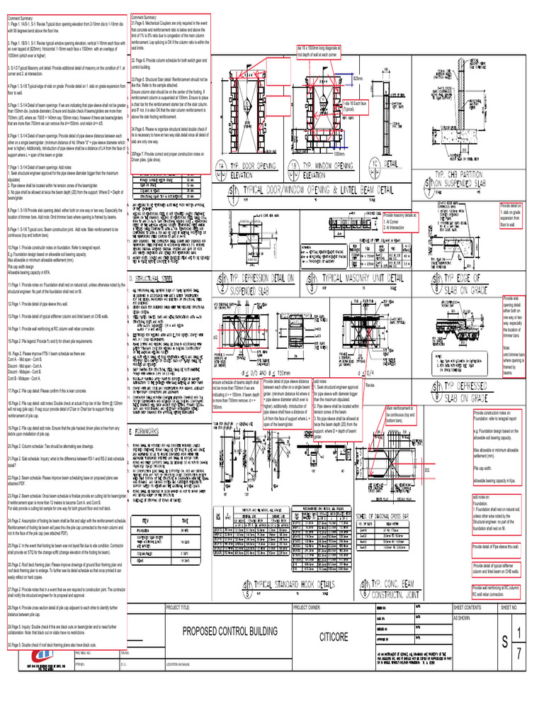 S-1 Structural Plan Control Building & Connertor Switch - ACPL Comments | PDF | Beam (Structure ...