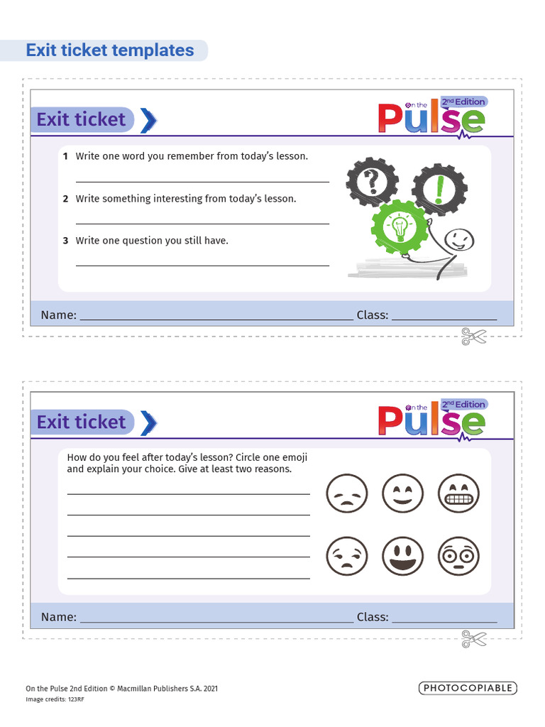 OTP2 Exit Ticket Templates | PDF