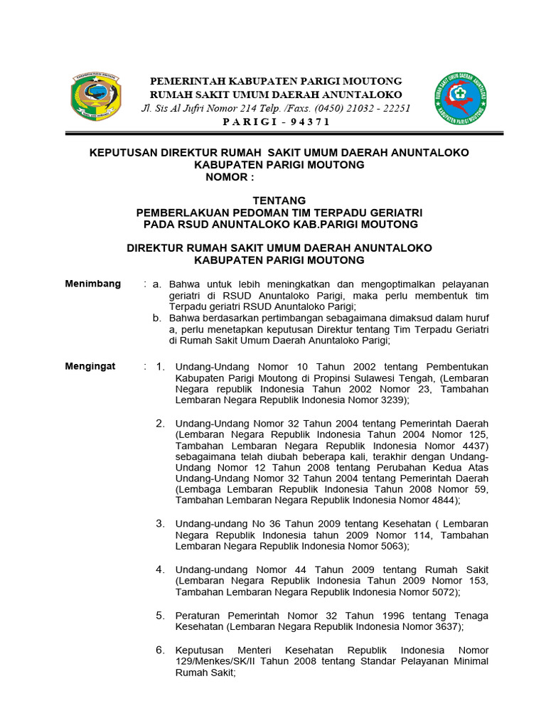 SK Pemberlakuan Pedoman | PDF