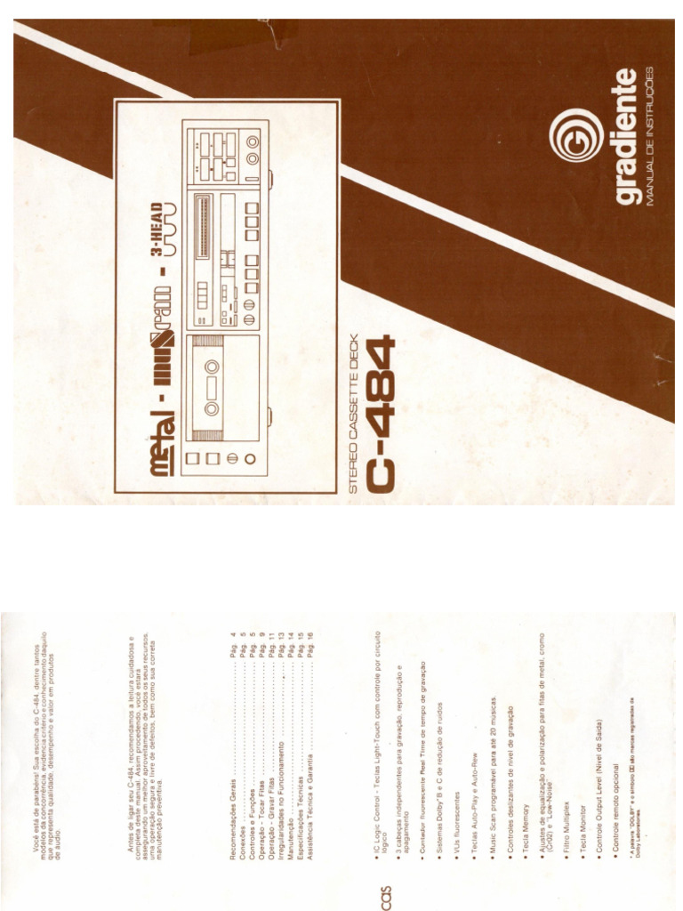 Gradiente Deck C-484 Manual Do Usuário | PDF