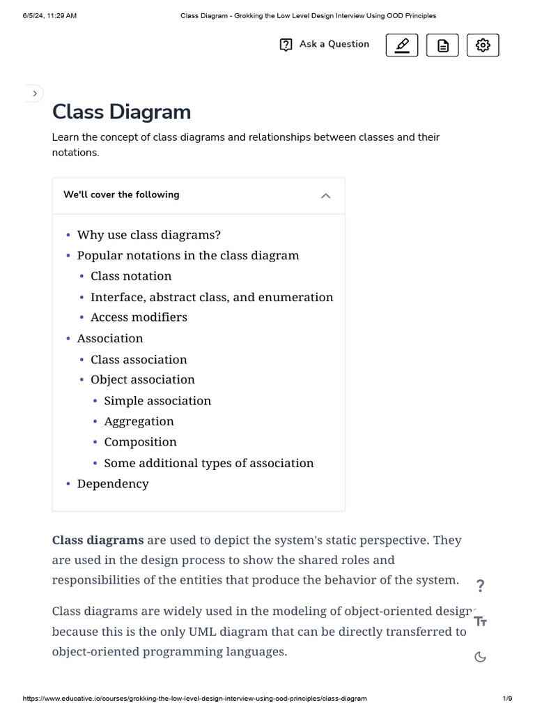 Class Diagram - Grokking The Low Level Design Interview Using OOD Principles | PDF | Class ...