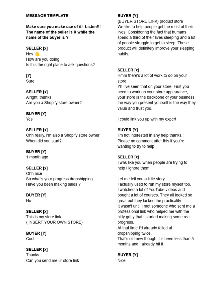Buyer Scouting Message Template | PDF | Sales