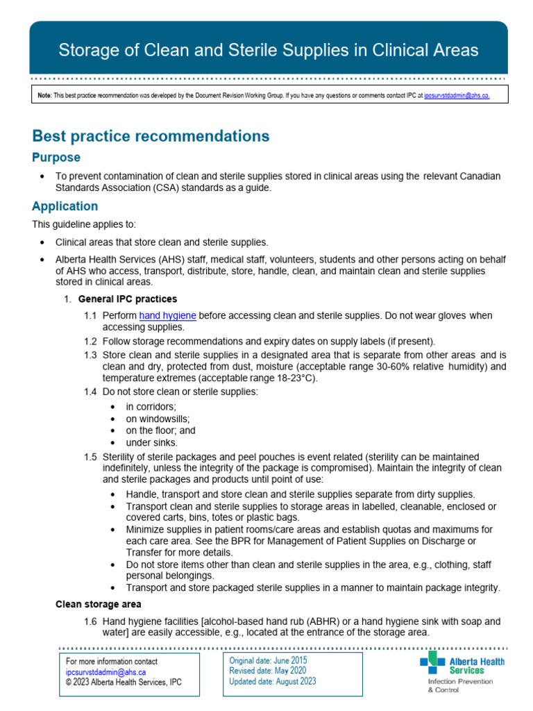 Best Practices for Storing Sterile Supplies | PDF | Sterilization ...