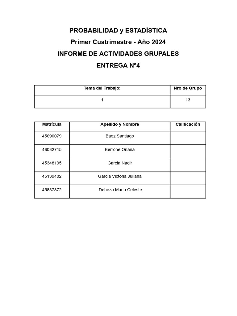 TP 4 Probabilidad y Estadistica | PDF | Objetos matemáticos | Probabilidad