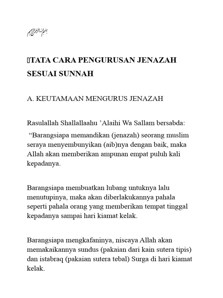 ?tata Cara Pengurusan Jenazah Sesuai Sunnah | PDF | Kajian Bahasa Asing ...