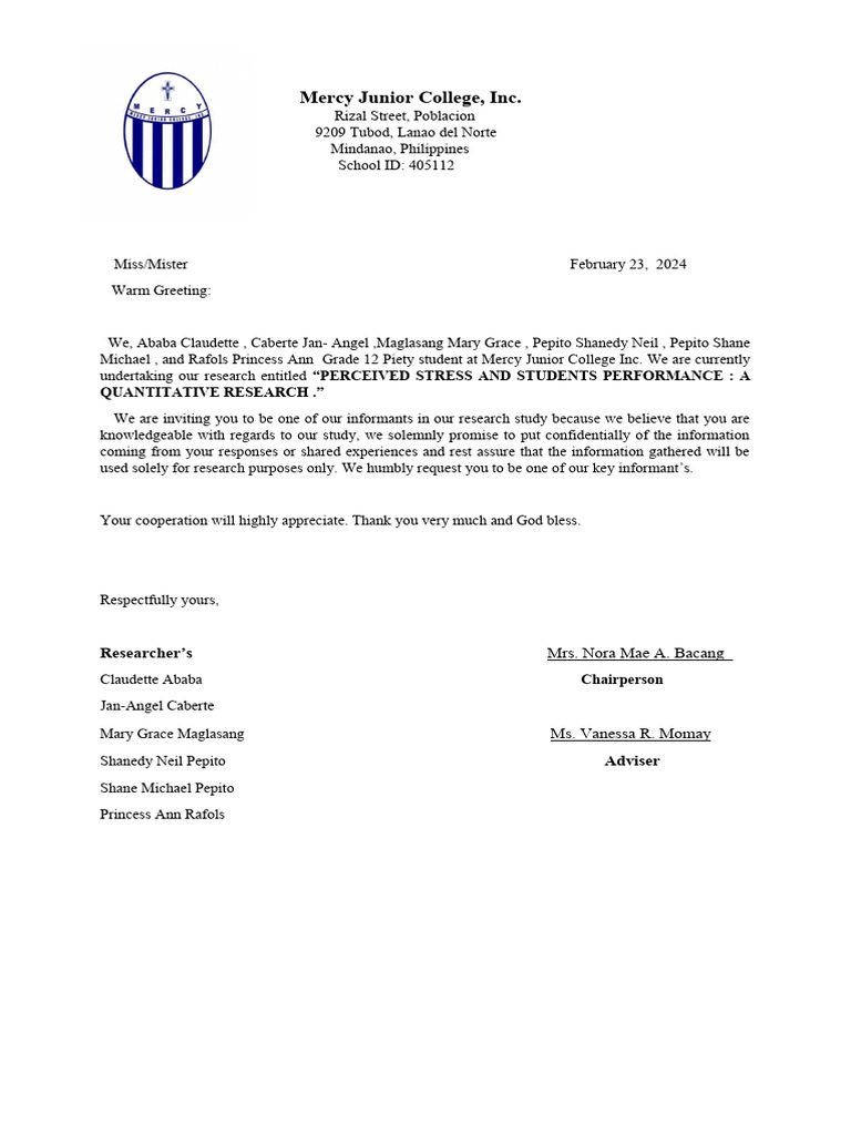 Consent Letter Angel Remake For Research Conduct Approval | PDF