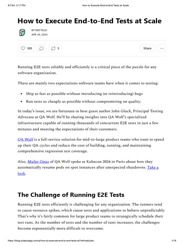 How To Execute End-to-End Tests at Scale | PDF | Software Engineering ...