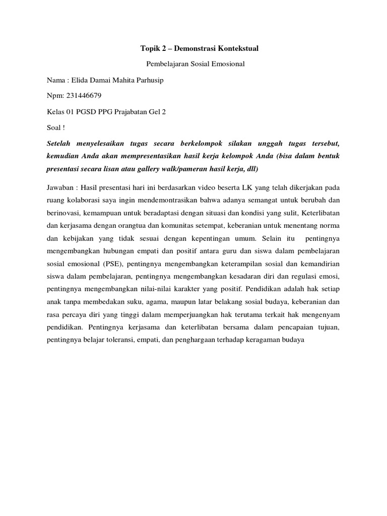 Topik 2 Demonstrasi Kontekstual Pse | PDF