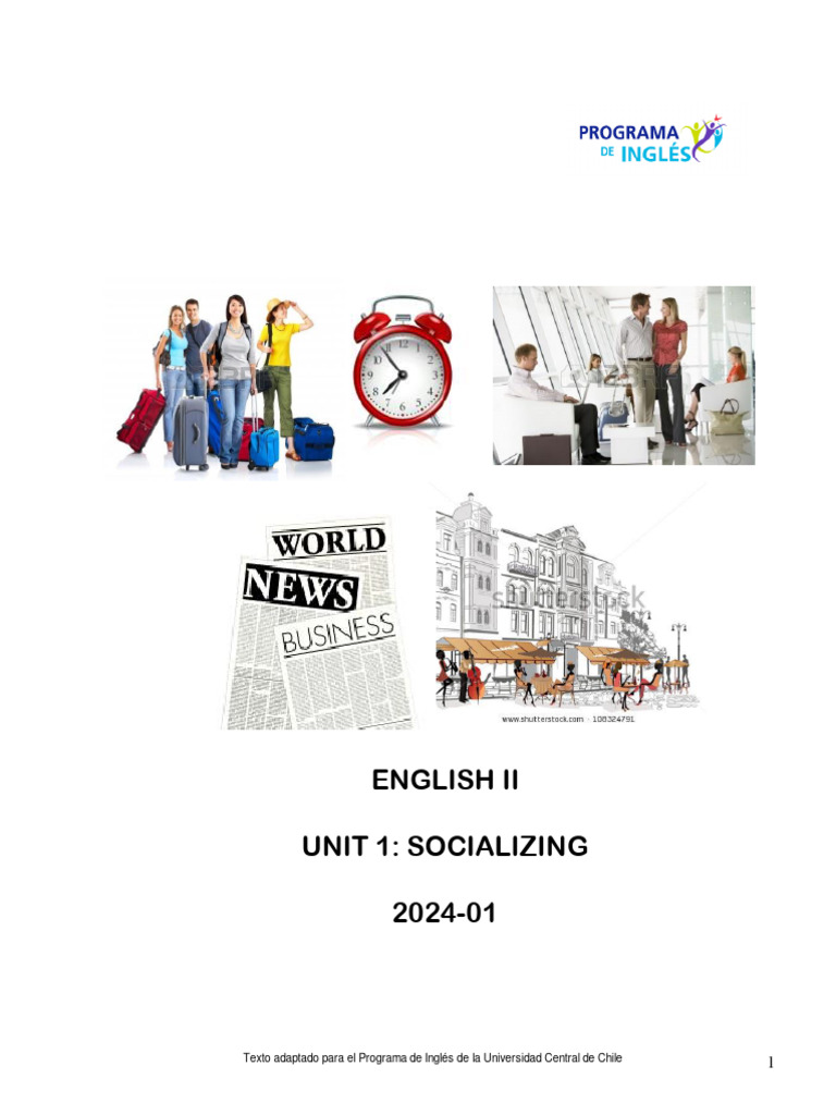 2024-1 BOOKLET INGL II - UNIT 1 Socializing | PDF | Plural | Noun