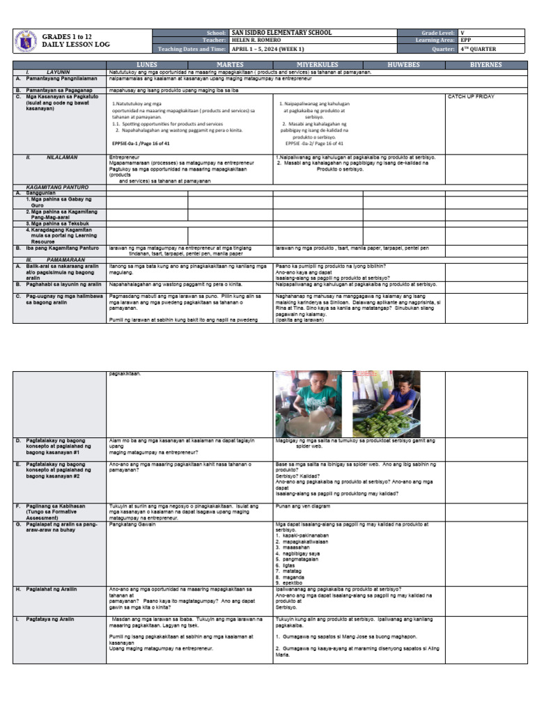 DLL - Epp 5 - Q4 - W1 | PDF