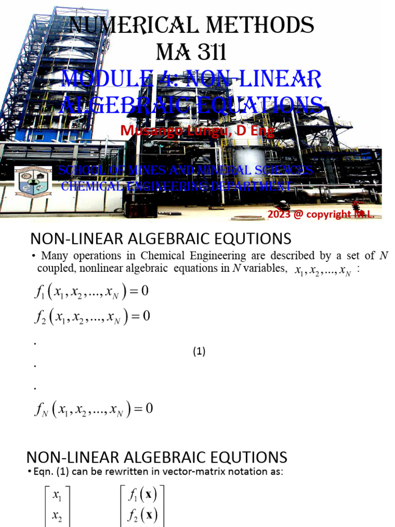 Module 4 Non-Linear Algebraic Equations | PDF | Equations | Nonlinear System