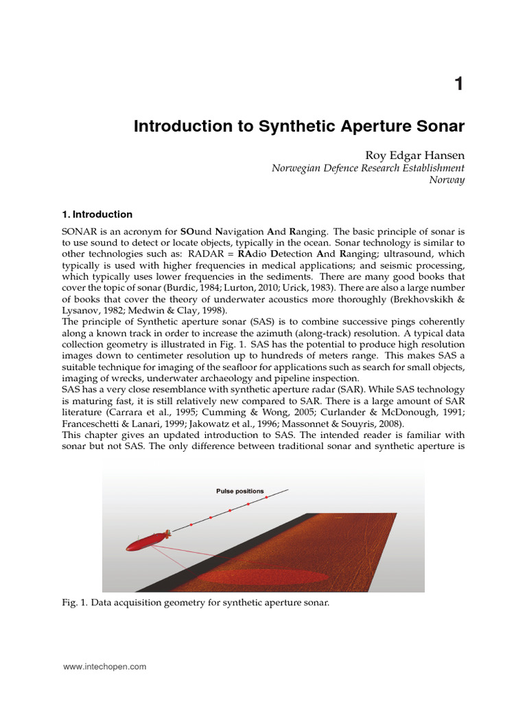 InTech-Introduction To Synthetic Aperture Sonar | PDF | Sonar | Angular Resolution
