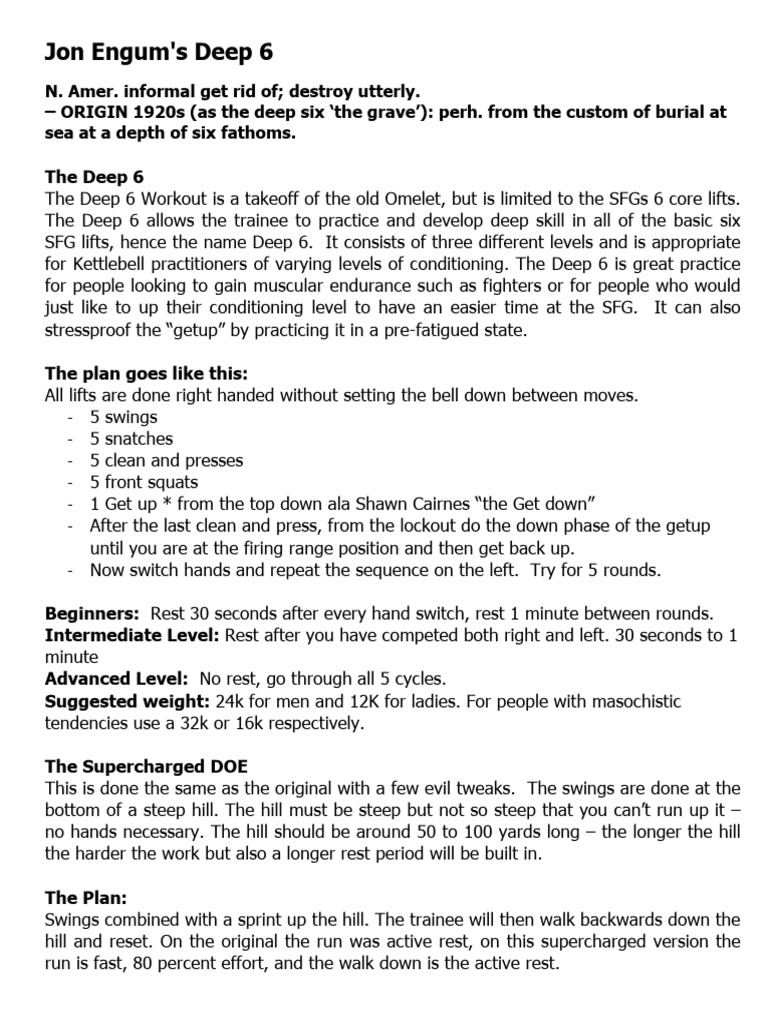 Deep_Six_Supercharged_DOE_SFG (1) | PDF | Kettlebell | Strength Training