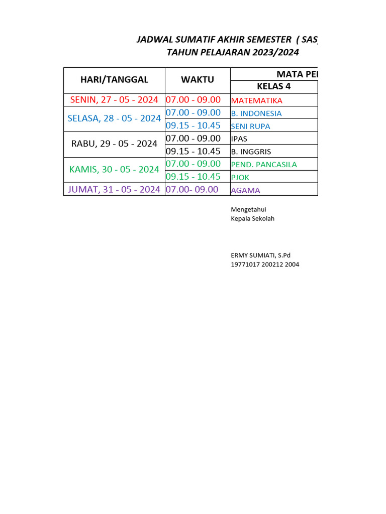 Jadwal SAS 2 2024 | PDF