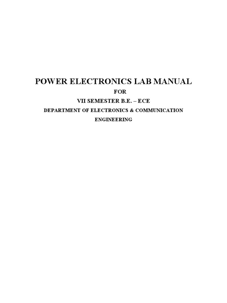 Power Electronics Lab Manual | PDF | Power Inverter | Rectifier