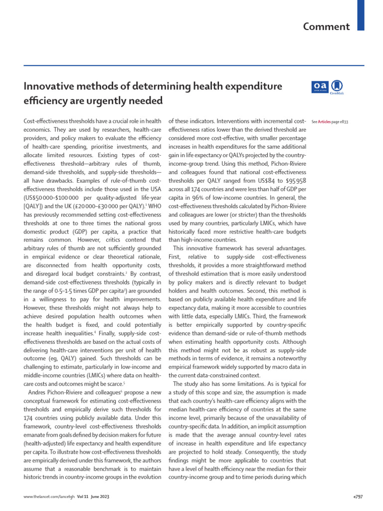 Innovative Methods of Determining Health Expenditure Efficiency Are ...