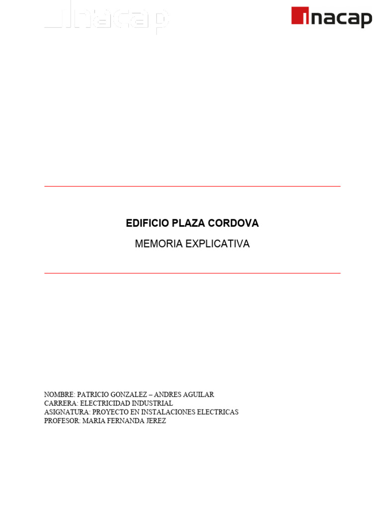 Memoria Explicativa Edificio Plaza Cordova | PDF | Ingenieria Eléctrica | Generador eléctrico