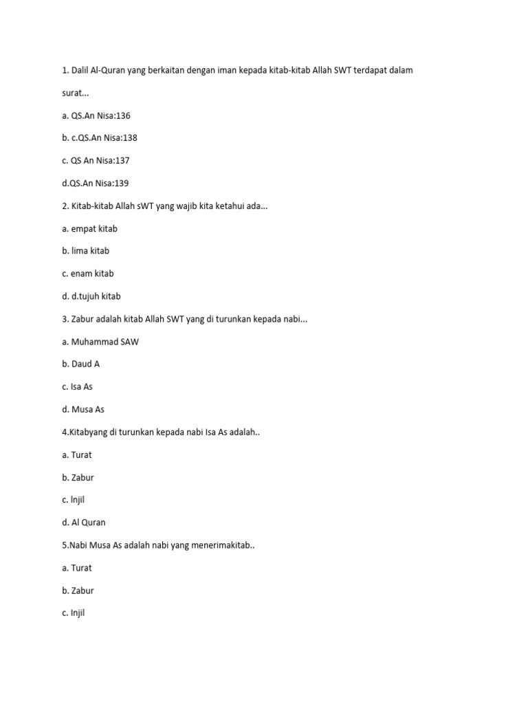 Soal PG Dalil Quran | PDF | Agama & Spiritualitas