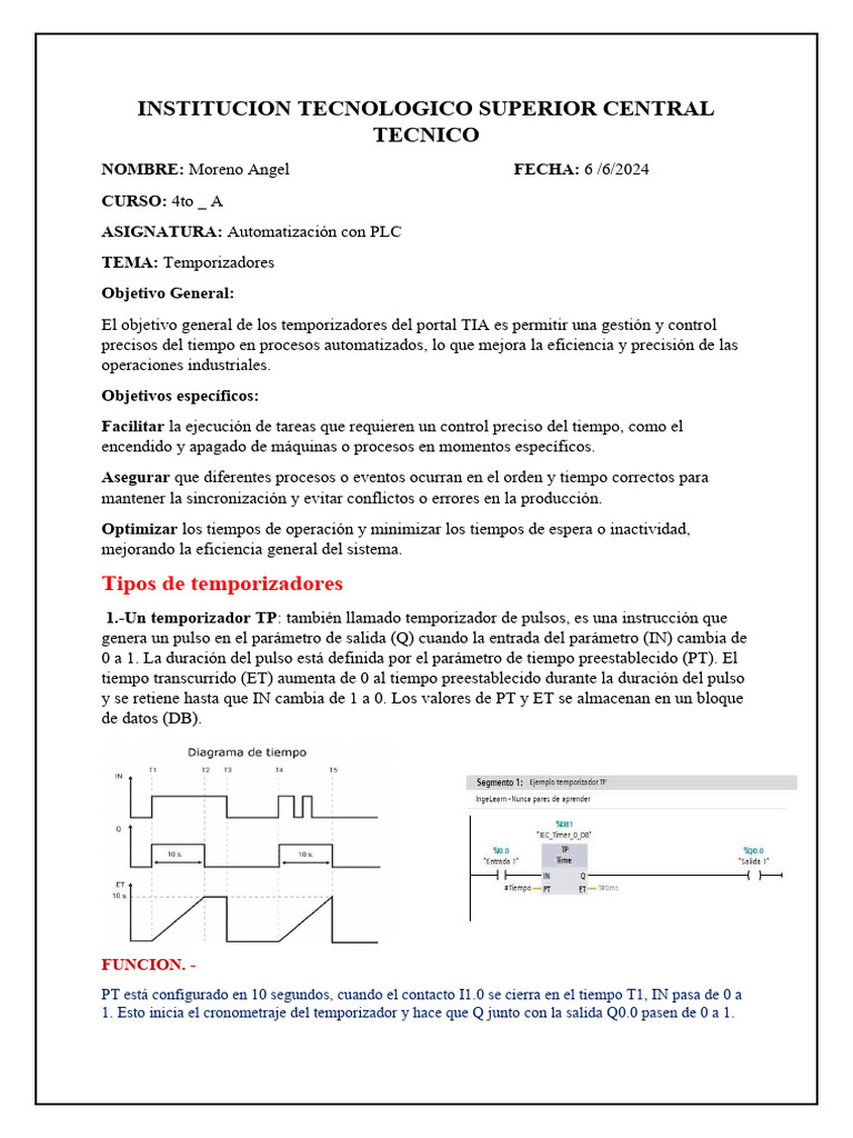 PLC Tipos de Temporizadores | PDF | Ingeniería Informática | Informática