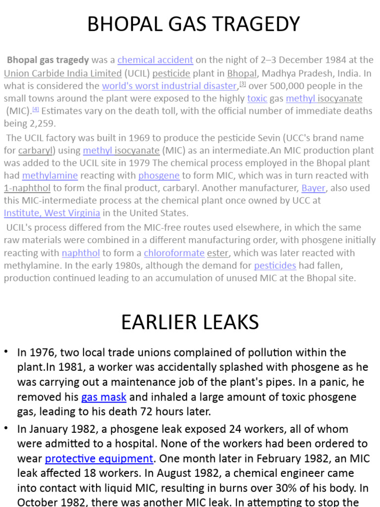 Bhopal Gas Tragedy: 1984 Disaster | PDF
