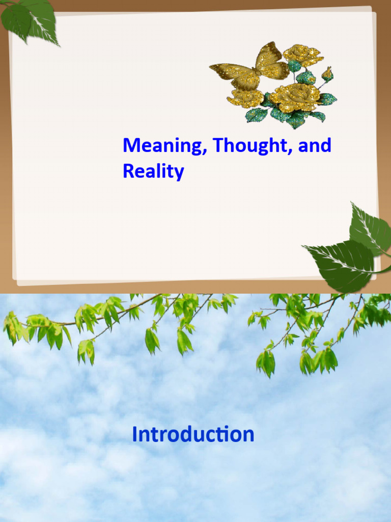 Meaning, Thought, and Reality | PDF | Concept | Semantics