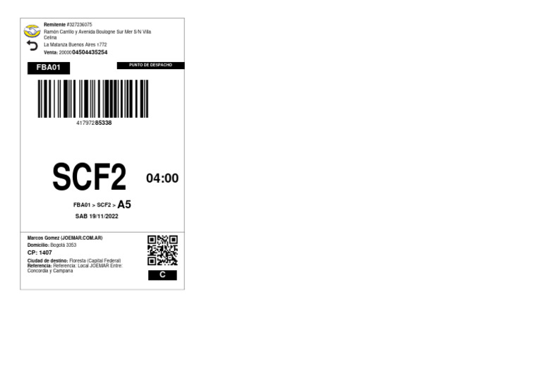 Shipment Labels 221113223200 | PDF