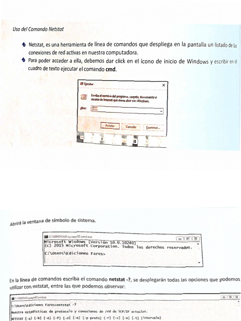 Comandos Básicos de Redes en Consola | PDF | Protocolo de Control de Transmisión | Interfaz de ...
