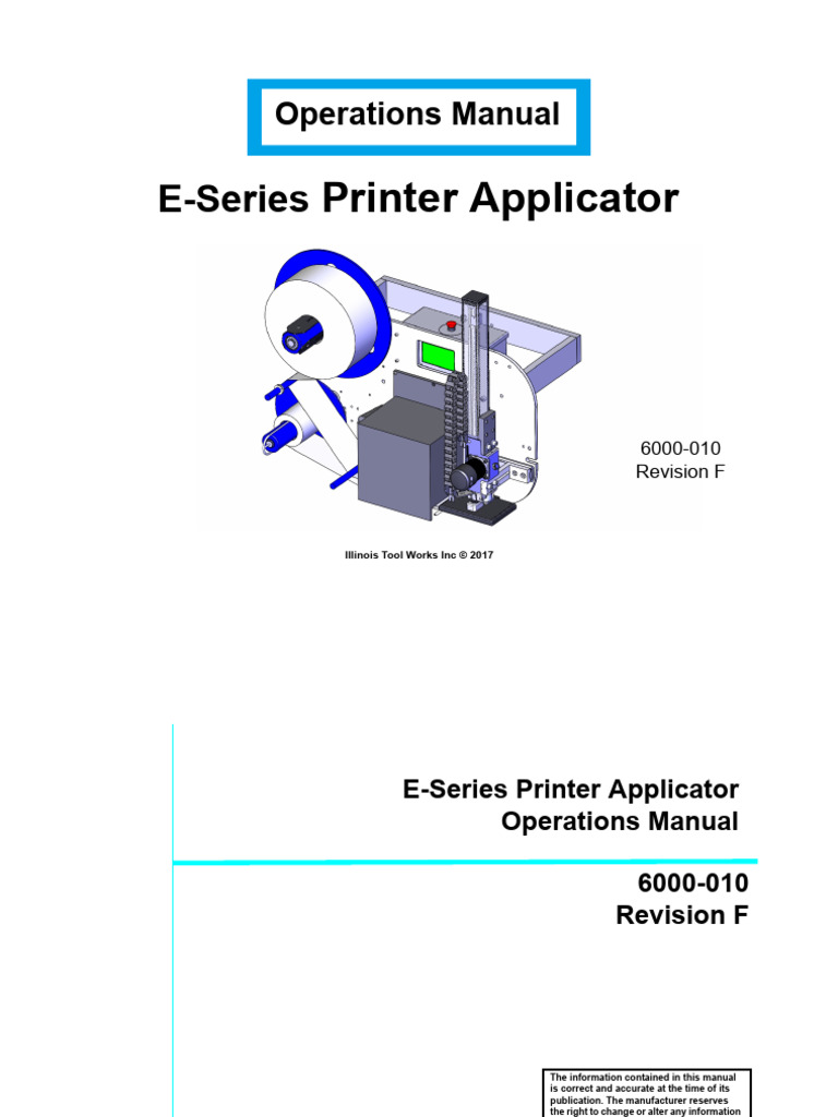 6000-010 - RevF - E-Series Printer Applicator | PDF | Printer (Computing) | Actuator