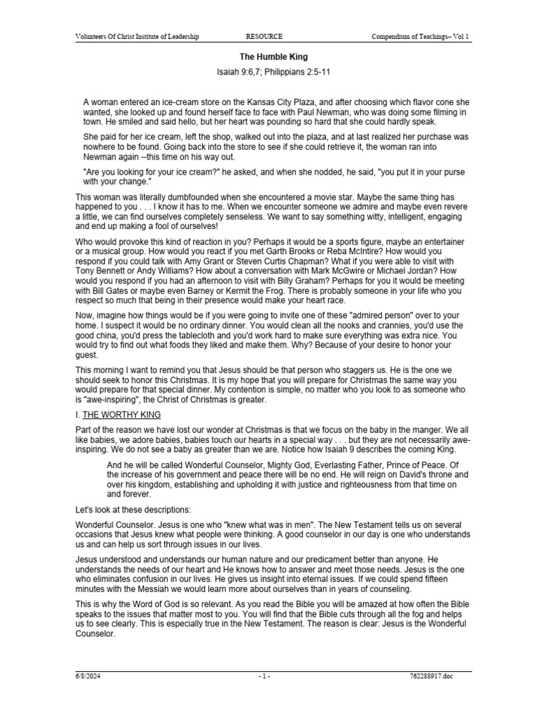 The Humble King | PDF | Jesus | Bible