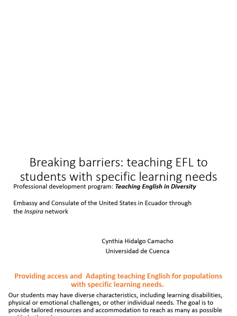 Summary Day 2 - Breaking Barriers Workshop | PDF | Learning Disability ...