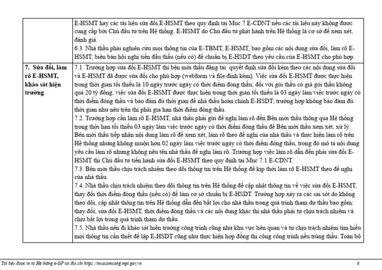 7. Sửa đổi, làm rõ E-HSMT, khảo sát hiện trường | PDF