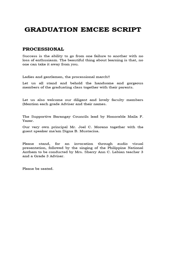 Sample Graduation Script | PDF