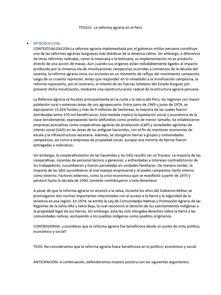 Reforma Agraria | PDF | Reforma agraria | Agricultura