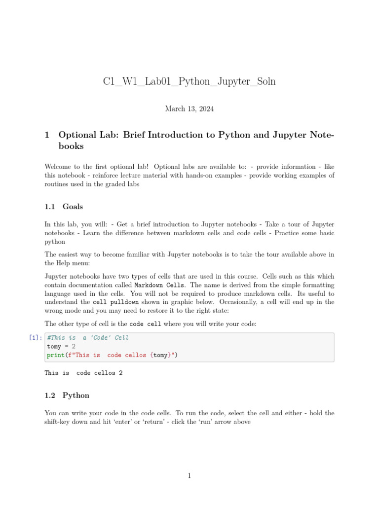 C1 W1 Lab01 Python Jupyter Soln | PDF