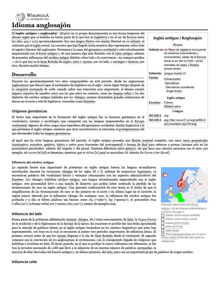 Idioma Anglosajón - Wikipedia, La Enciclopedia Libre | PDF ...