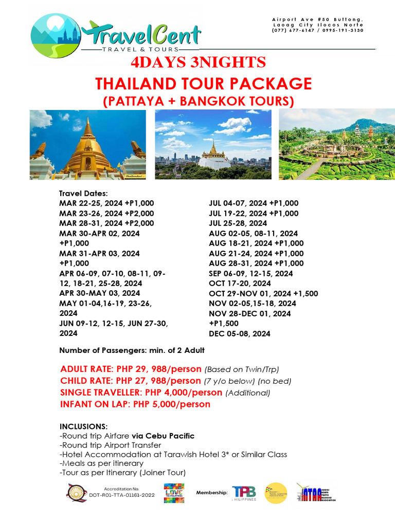 4D3N Amazing Holidays in Thailand Pattaya BKK Tour FT 2024 | PDF