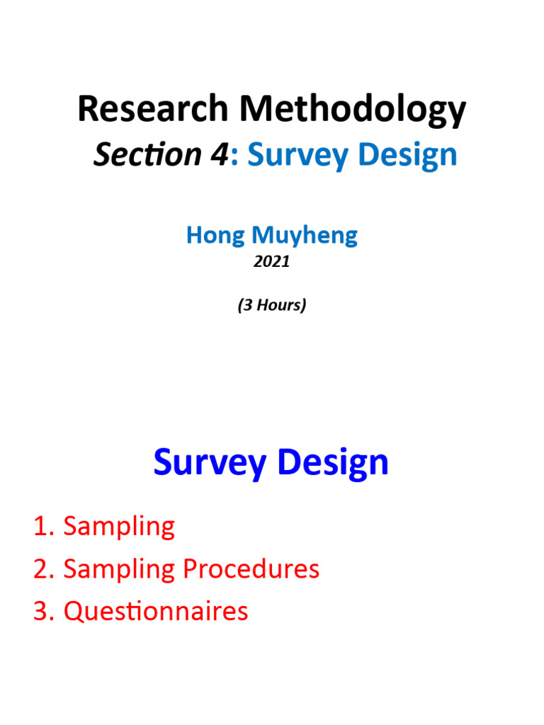 Reserch Methodology 4 | PDF | Sampling (Statistics) | Survey Methodology