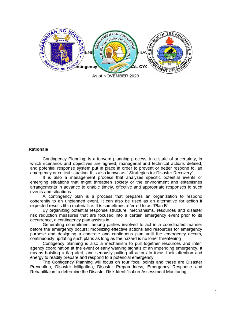 Contingency Plan for Tropical Cyclones | PDF | Emergency Management ...