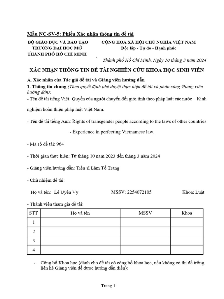 Le Uyen Vy - NC SV 05 | PDF