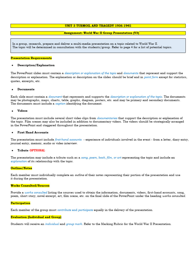 Assignment WW II Group Presentation V3 | PDF | Nazi Germany | World War II