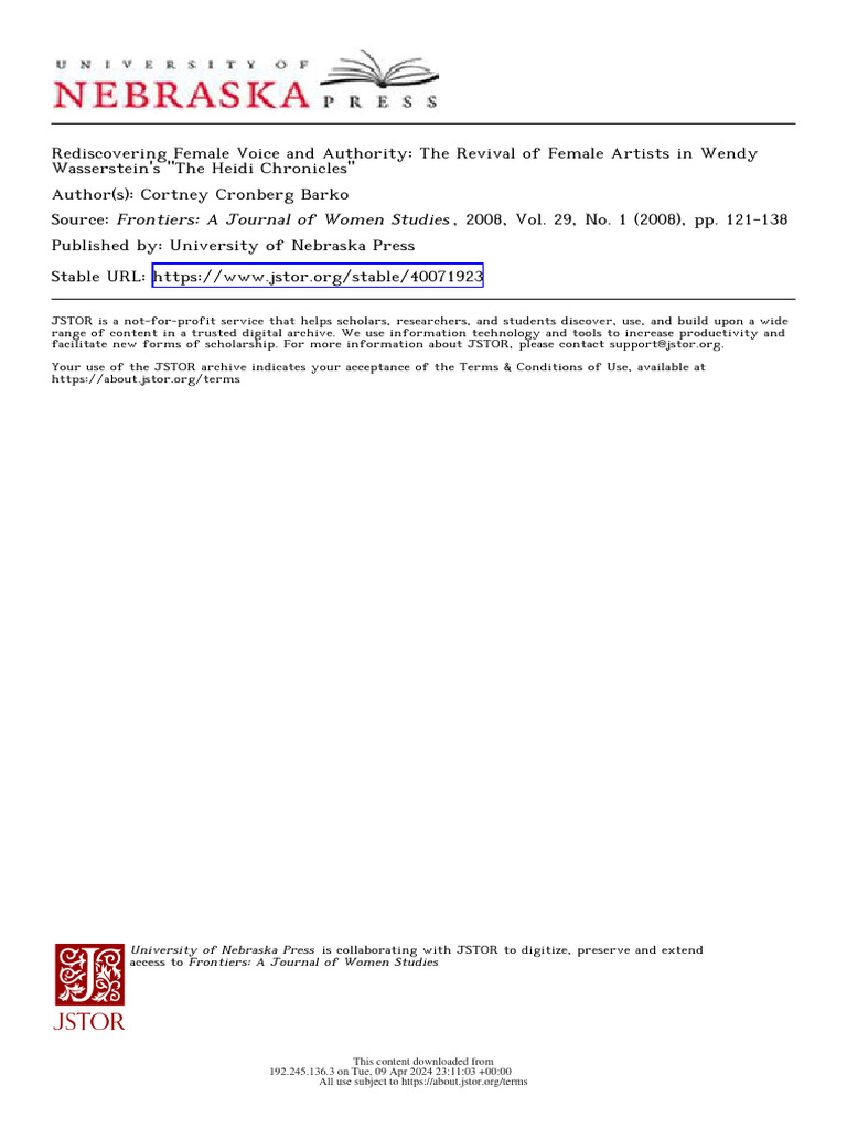 Heidi Chronicles Article | PDF | Paintings