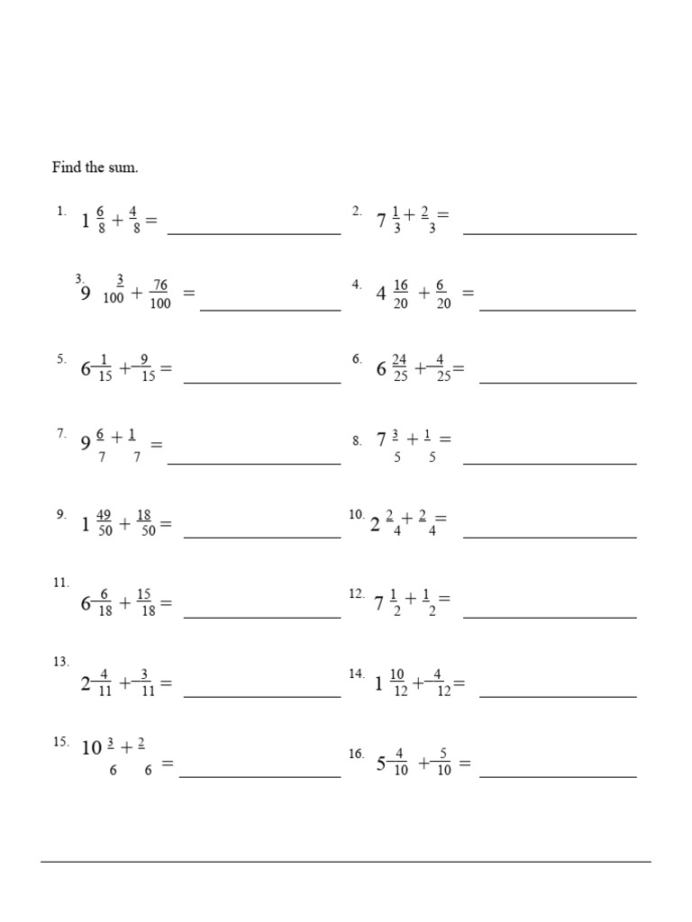 grade-6-adding-mixed-numbers-fractions-like-denominators-B | Download Free PDF | Mathematical ...