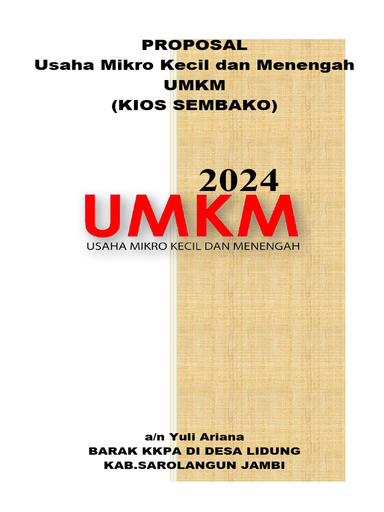 Proposal Umkm Toko Sembako Yuli | PDF | Memasak, Makanan, & Anggur ...