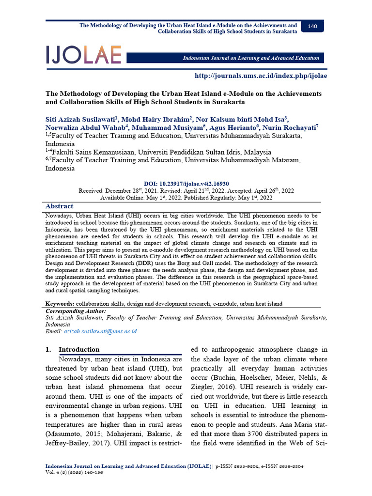 The Methodology of Developing The Urban Heat Island E-Module On The ...