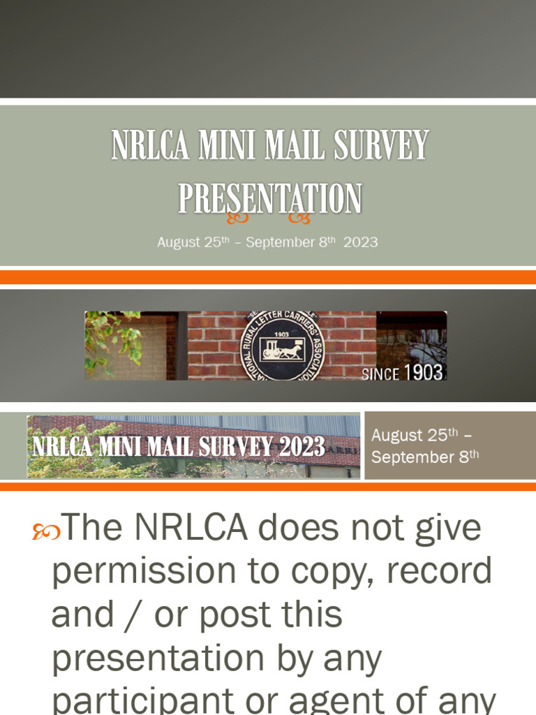 NRLCA Mini Mail Survey Presentation 8-24-23 5 | PDF | Mail