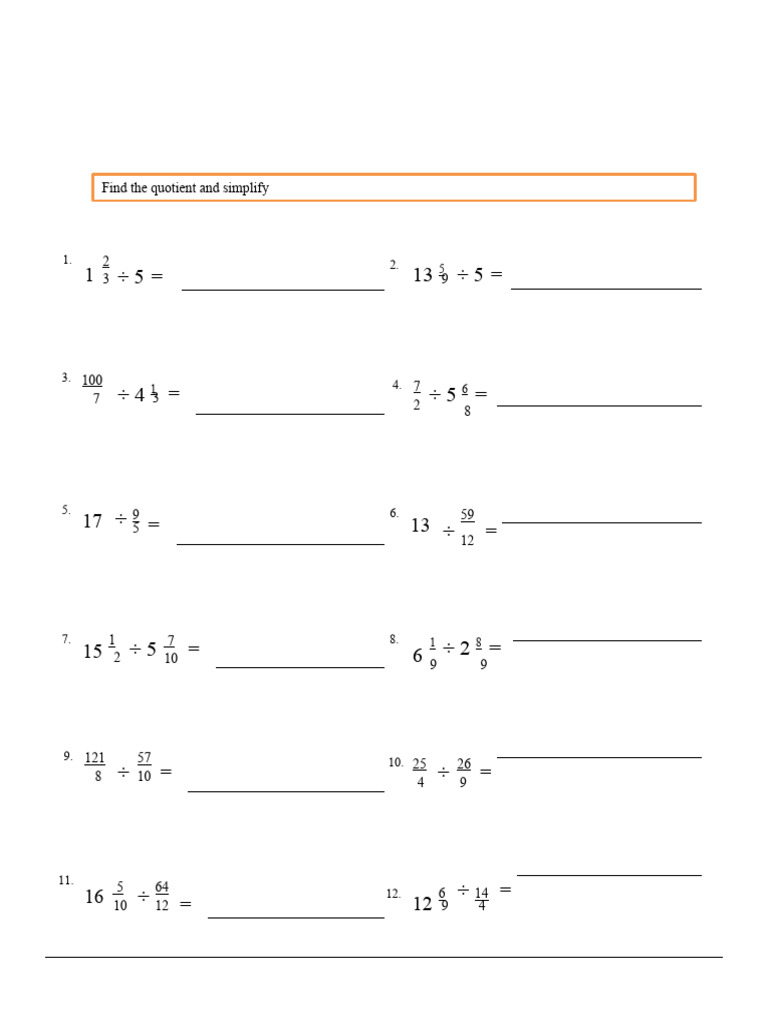 grade-6-fractions-mixed-division-A | PDF | Division (Mathematics ...